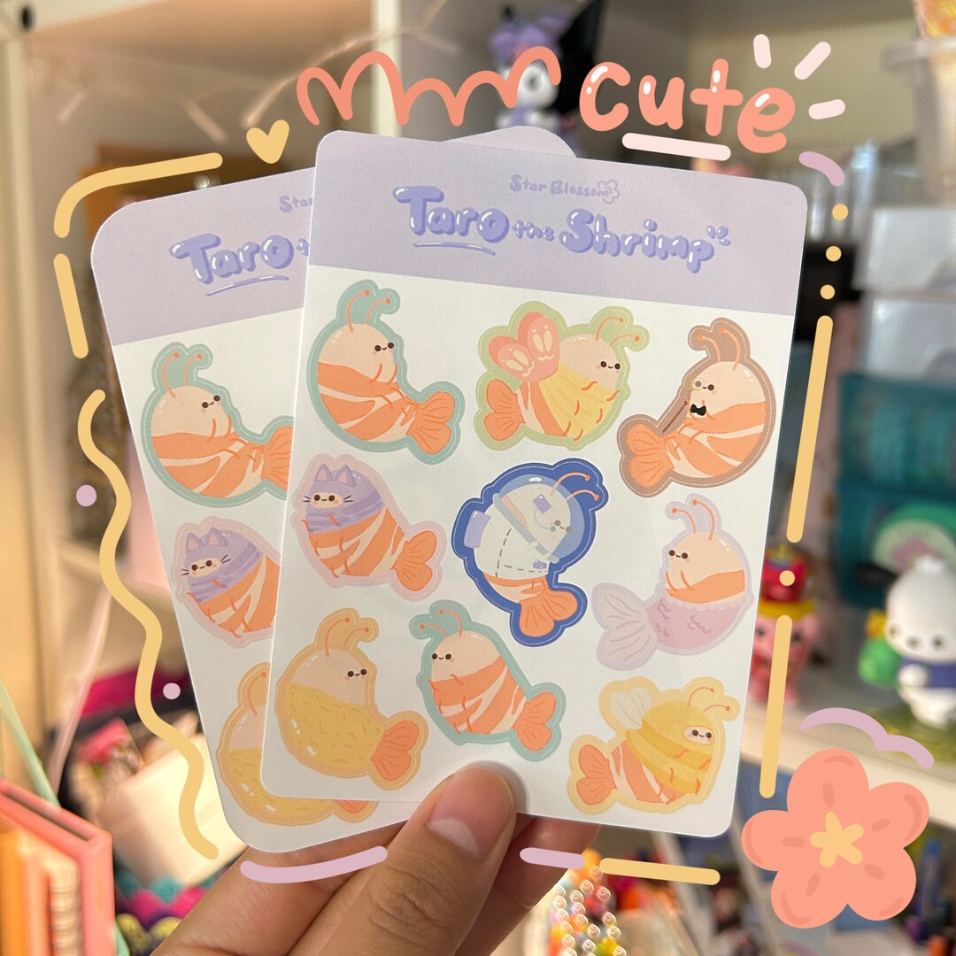 Taro the Shrimp Sticker Sheet | Sea Animal Stickers | Animal Stickers ...