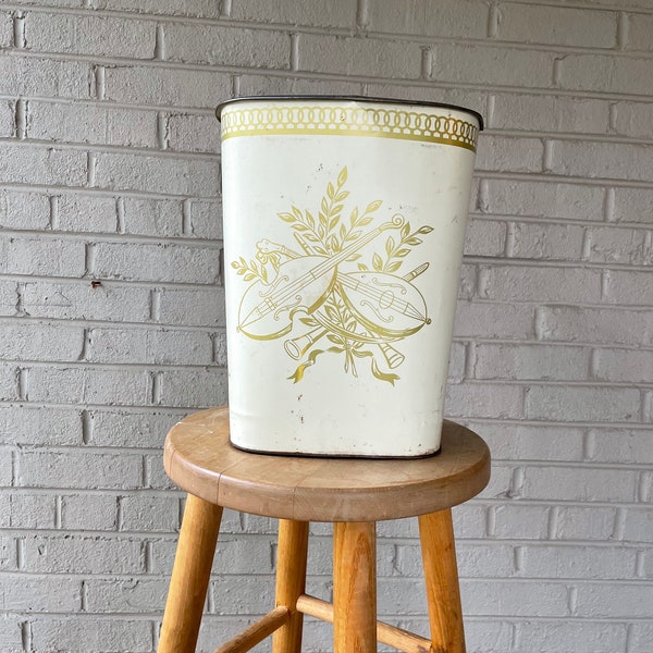 Vintage Metal Trash Can - Etsy