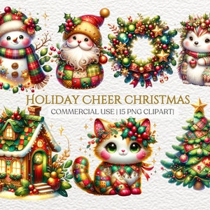 Holiday Cheer Christmas Clipart, Charming Christmas Clipart, Whimsical ...
