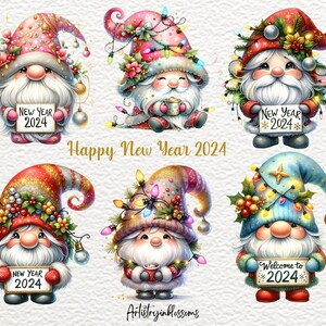 Festive Watercolor Gnomes PNG, New Year Gnomes Clipart, Gnome New Year ...