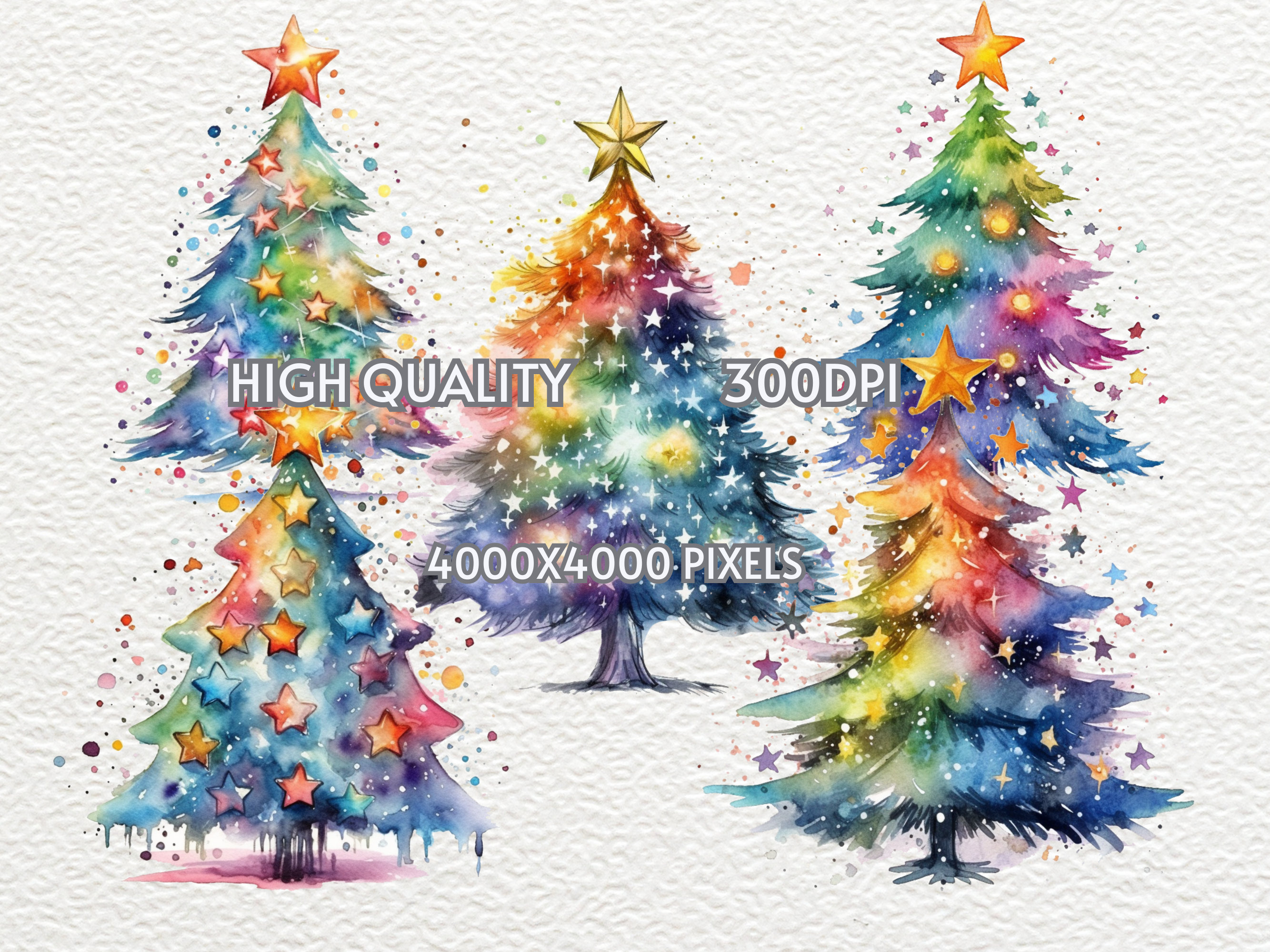 Star Christmas Tree Clipart, Magical Starry Christmas Tree, Whimsical ...