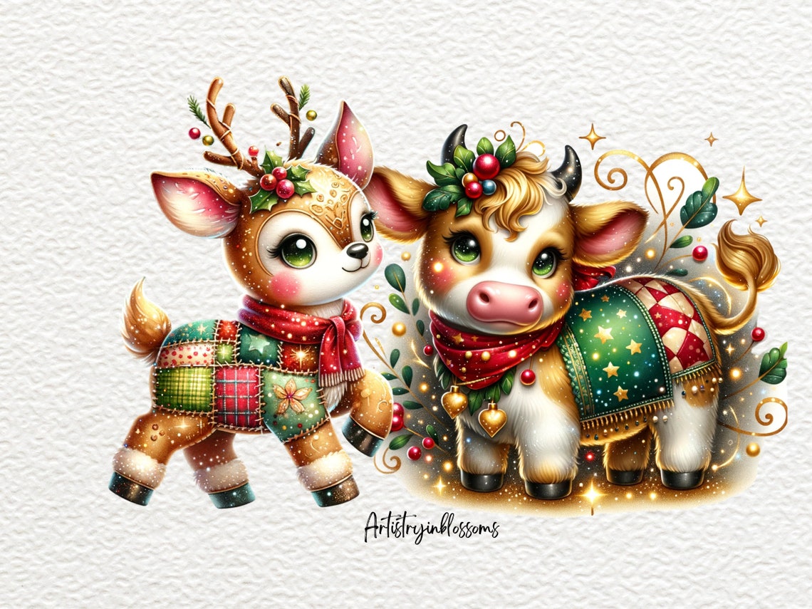 Holiday Cheer Christmas Clipart, Charming Christmas Clipart, Whimsical ...
