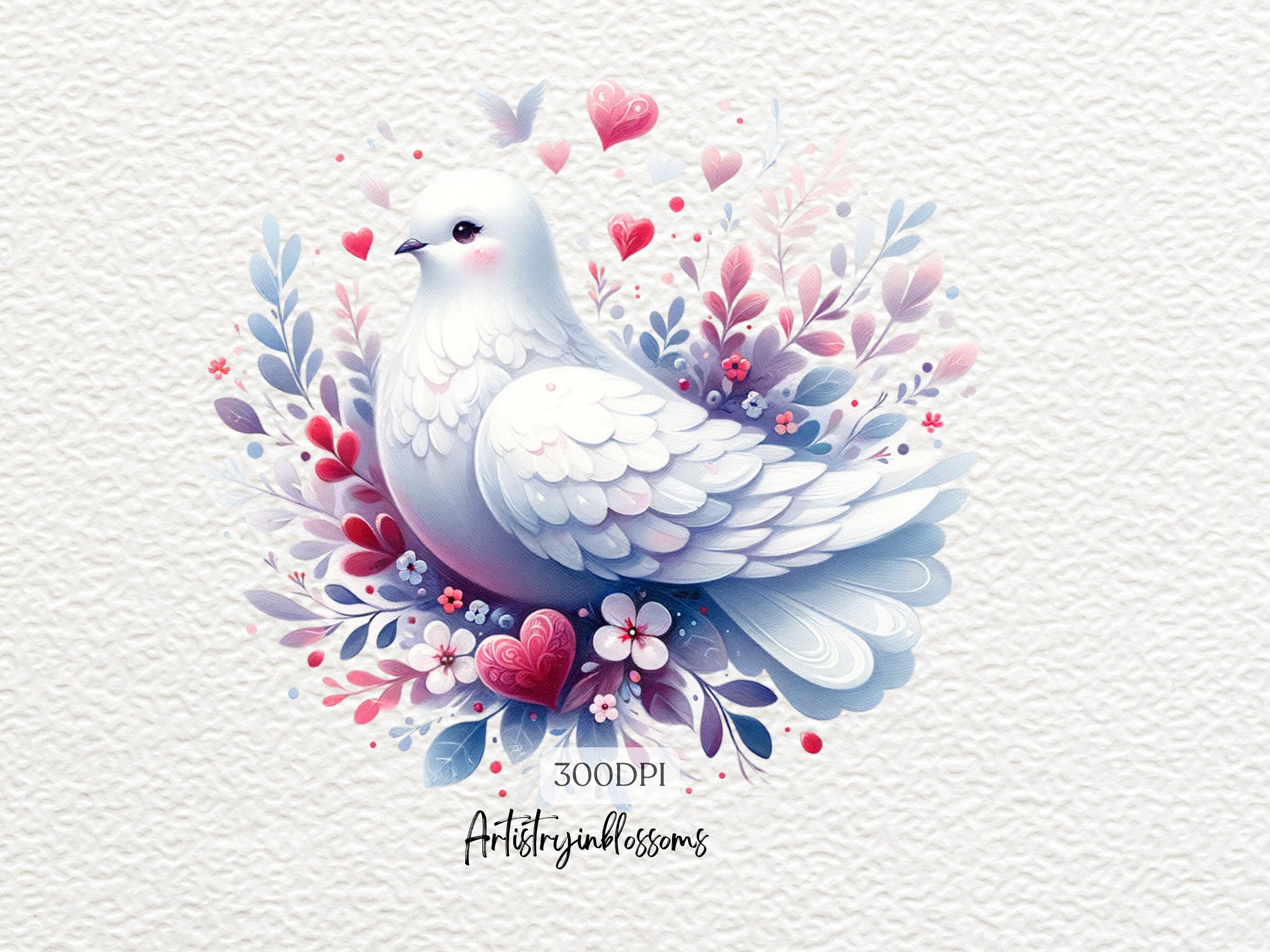 Cute Valentine Watercolor, Cute Love Heart. Kawaii Png., Romantic ...
