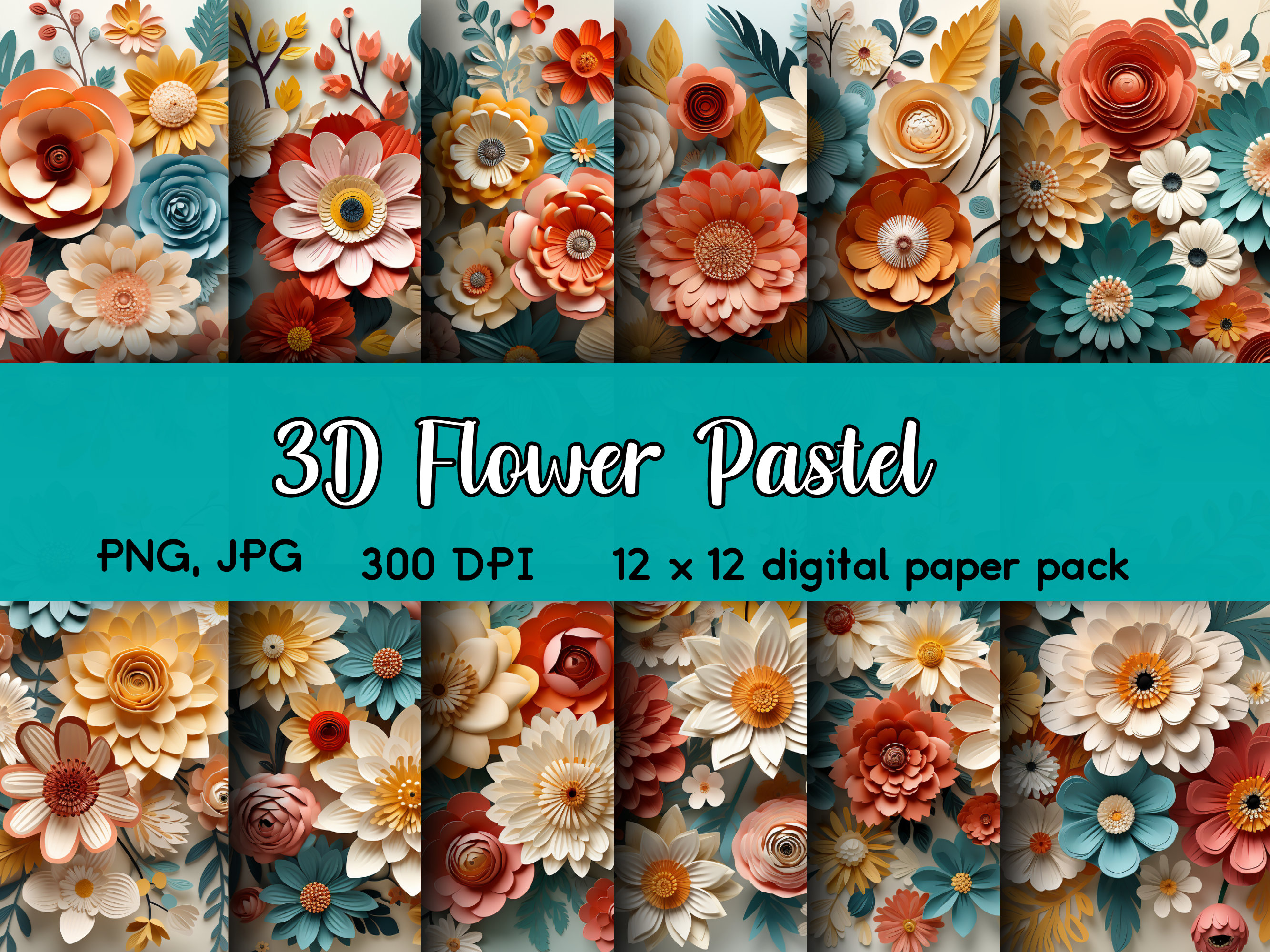 3D Flower Sublimation Digital Background Seamless Pattern - Etsy