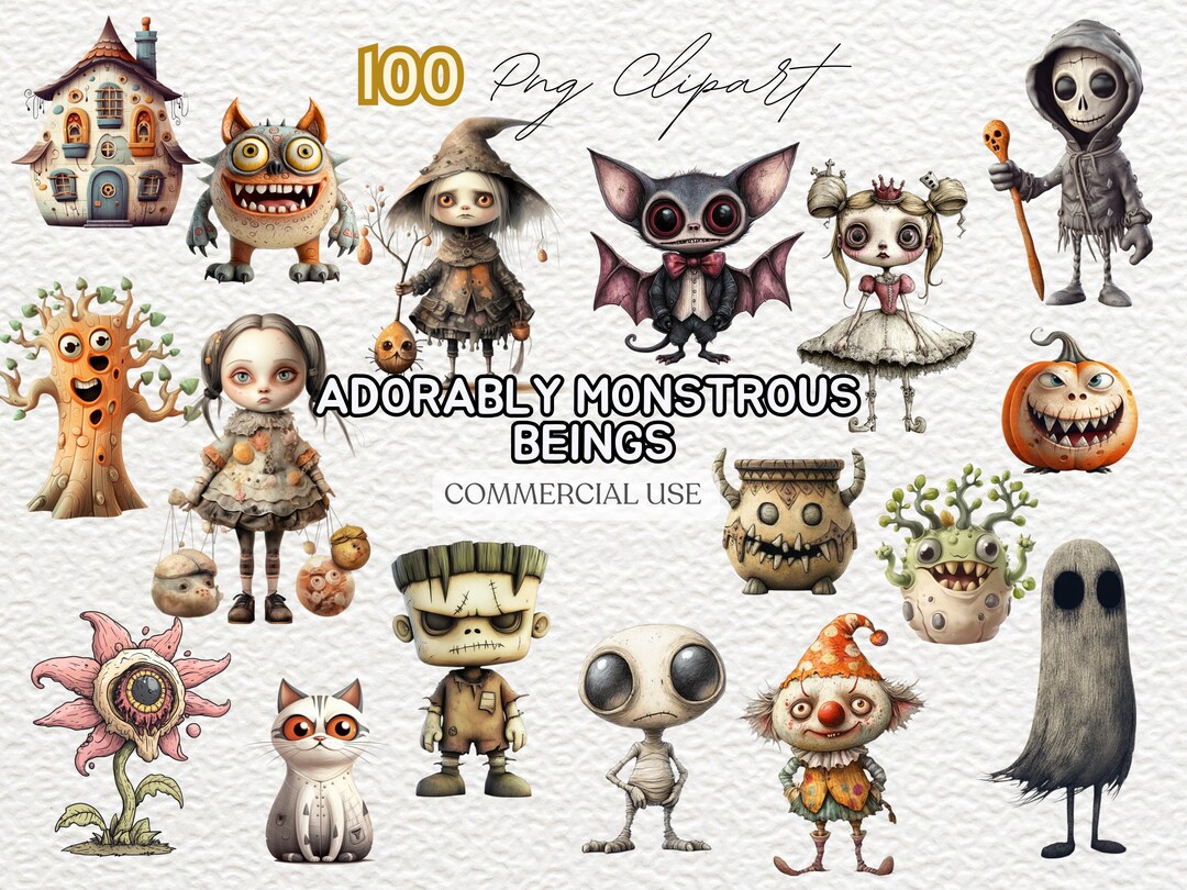 Imágenes prediseñadas grotescas, seres adorablemente monstruosos ...
