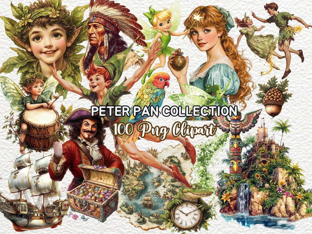 Watercolor Peter Pan Clipart | Peter Pan Digital Art | Peter Pan and ...