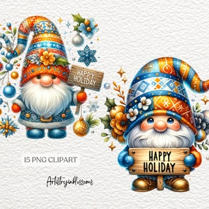Festive Watercolor Gnomes PNG, New Year Gnomes Clipart, Gnome New Year ...