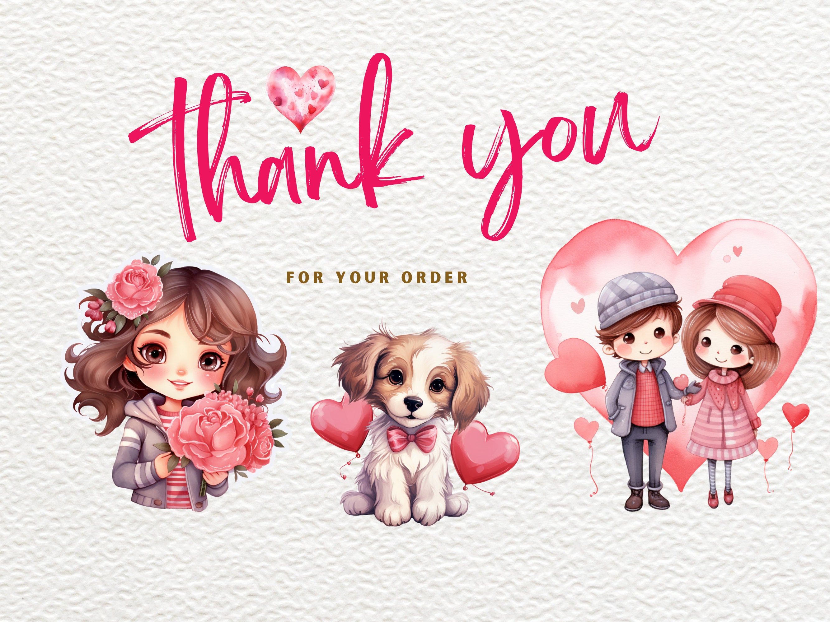 Valentine's Day Clipart, Pink Clipart, Watercolor Valentine, Love ...