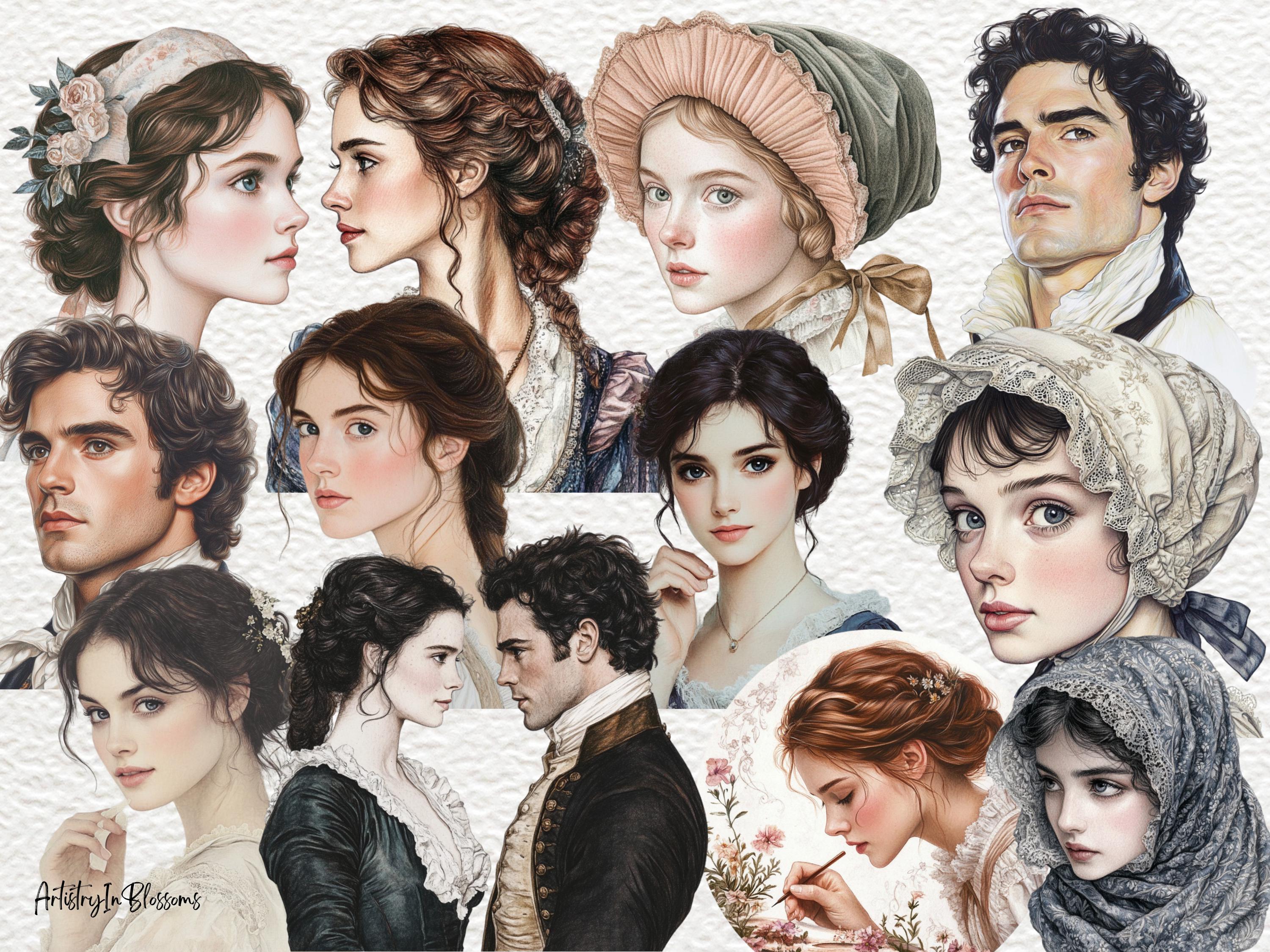 Persuasion Jane Austen Clipart, Regency Romance Digital Art, Classic ...
