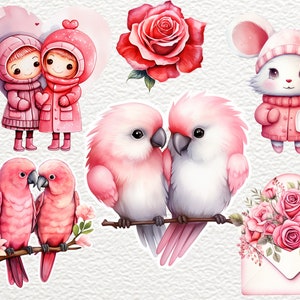 Valentine's Day Clipart, Pink Clipart, Watercolor Valentine, Love ...