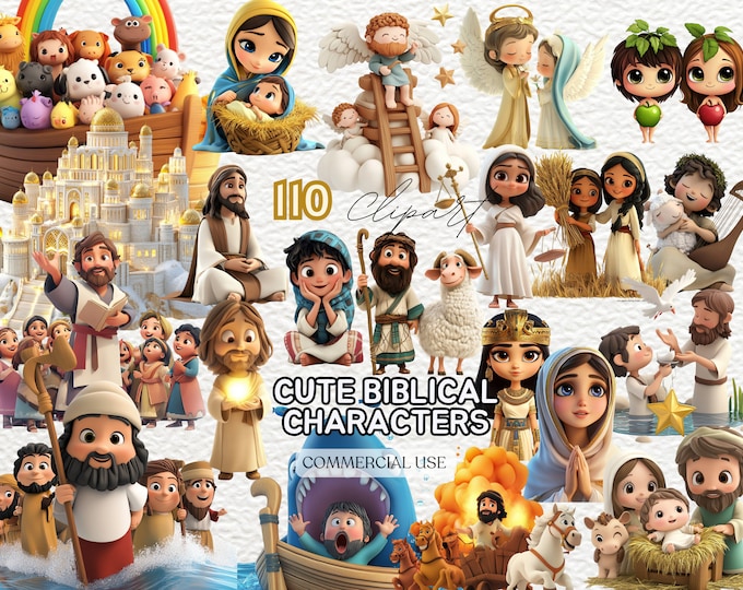 Bible Stories Clipart Bundle, Christianity Clipart, Biblical Characters ...
