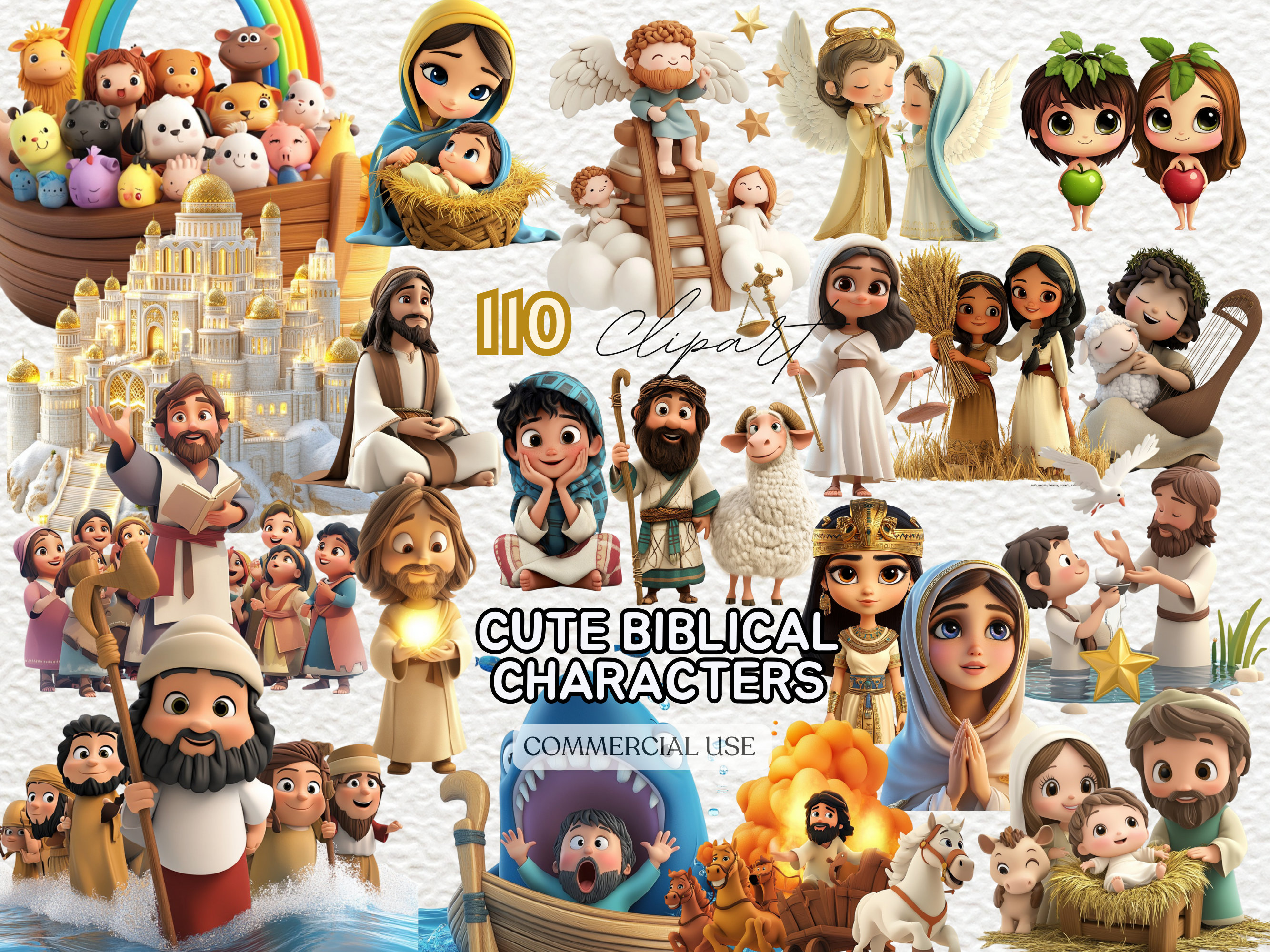 Cute Jesus Clipart | Biblical Characters Clipart Bundle | Bible Story ...