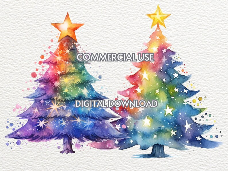 Star Christmas Tree Clipart, Magical Starry Christmas Tree, Whimsical ...