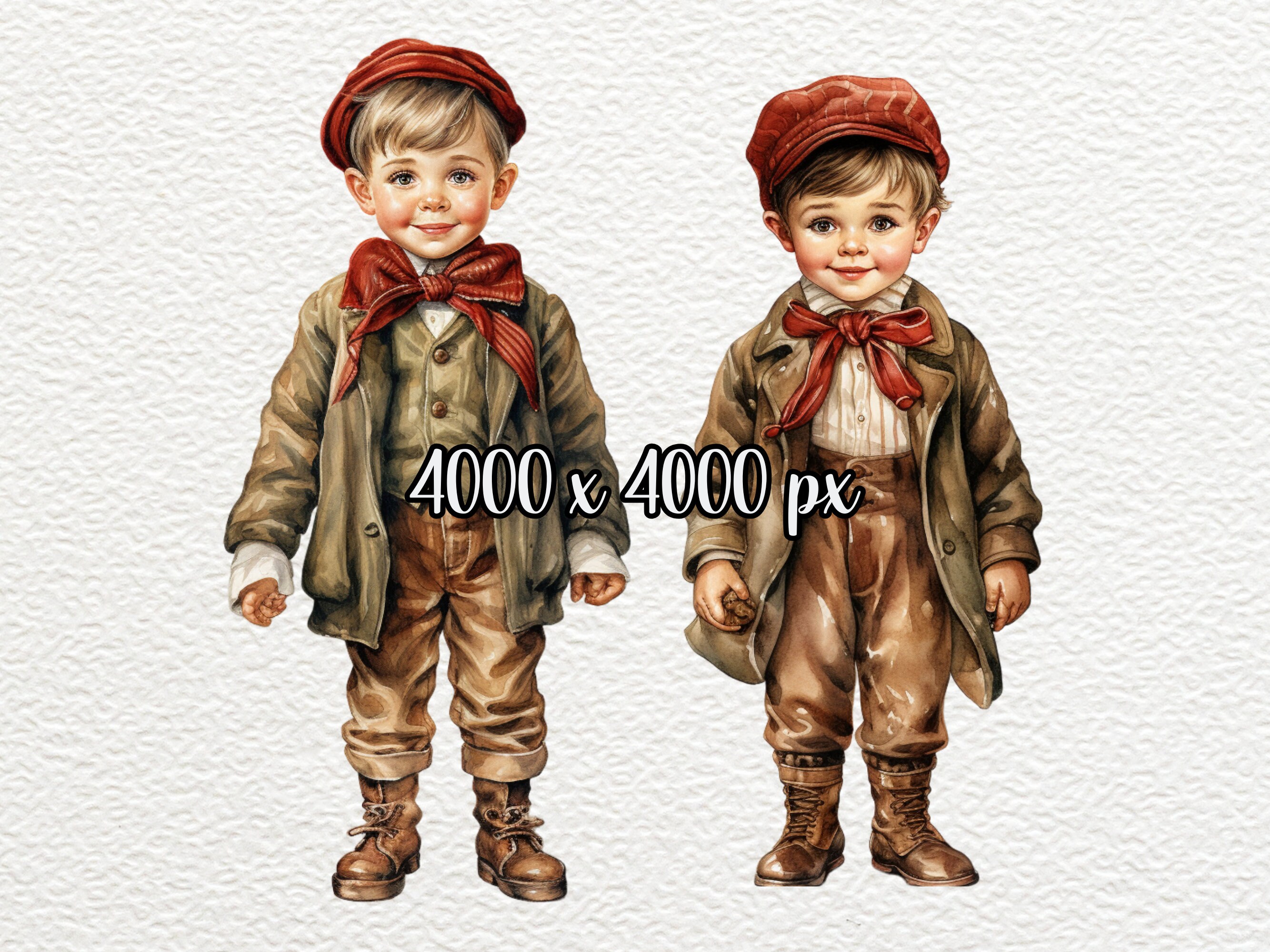 Watercolor Vintage Christmas Boy Clipart, Christmas Watercolor Family ...