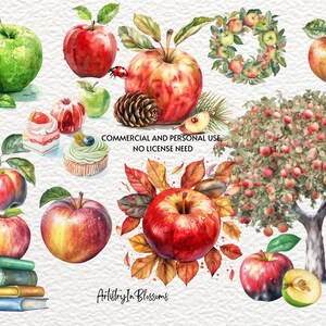 Watercolor Apple Clipart Bundle | Watercolor Red Apple Clipart ...