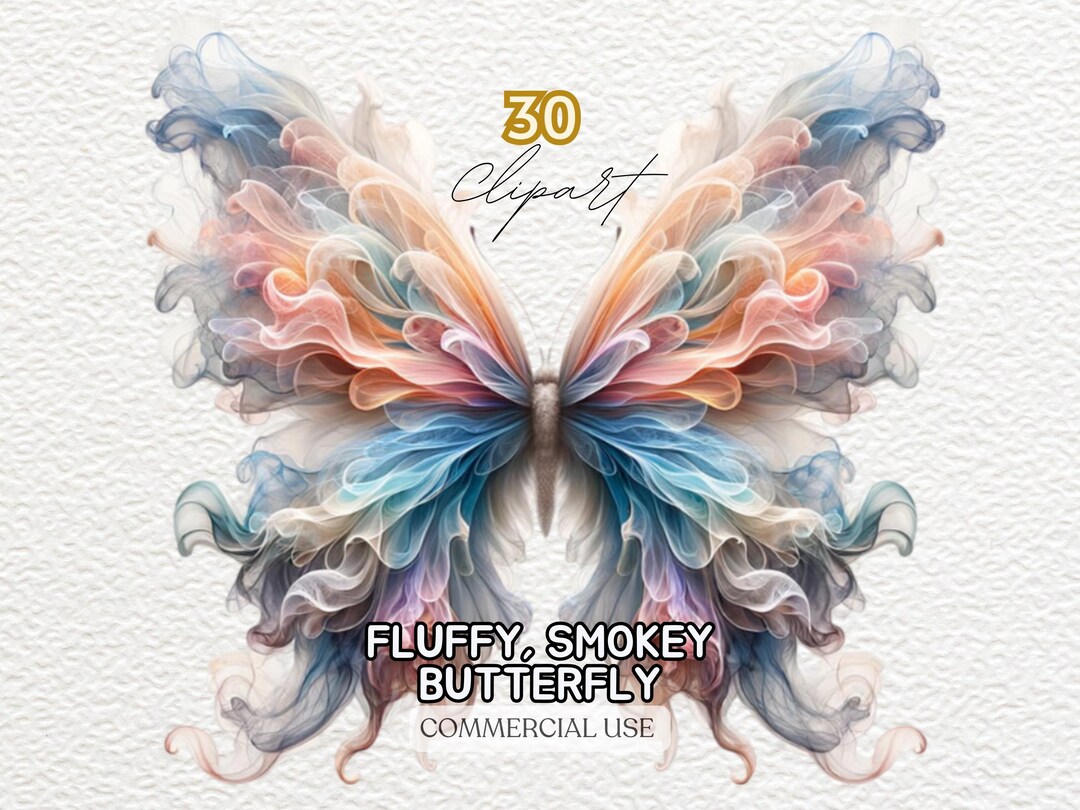 Smoke Butterfly Clipart, Smoke Butterflies Clipart, Intricate Butterfly ...