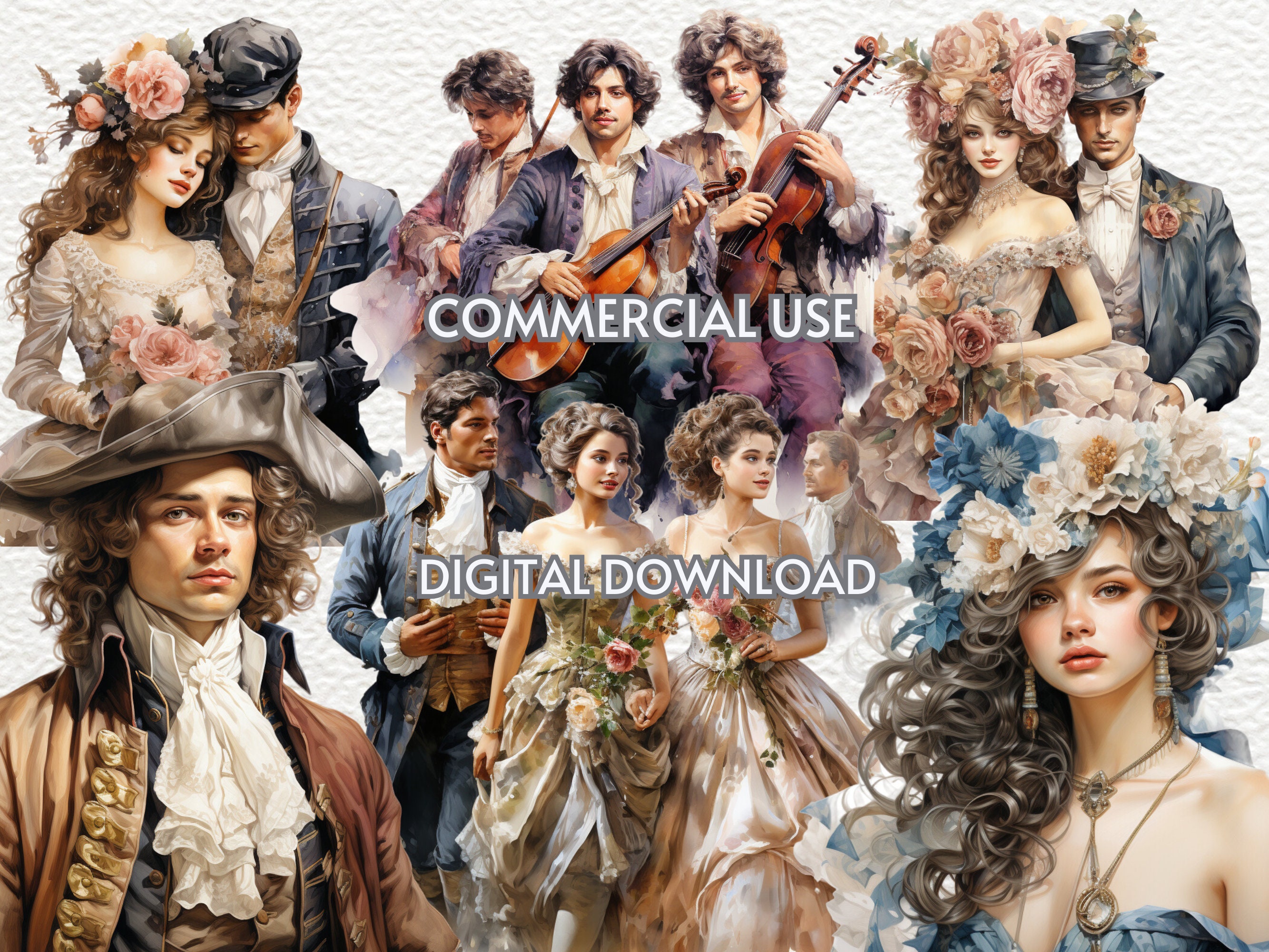 Watercolor Baroque Clipart Elegant Baroque Era Baroque - Etsy