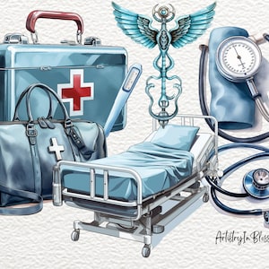 Watercolor Medical Clipart, Doctor Clipart, Healthcare Clipart ...