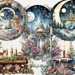 Watercolor Yule Clipart, Christmas Clipart, Winter Solstice Clipart ...