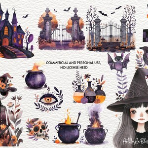 Happy Halloween Clipart | Watercolor Cute Halloween Collection Clipart ...