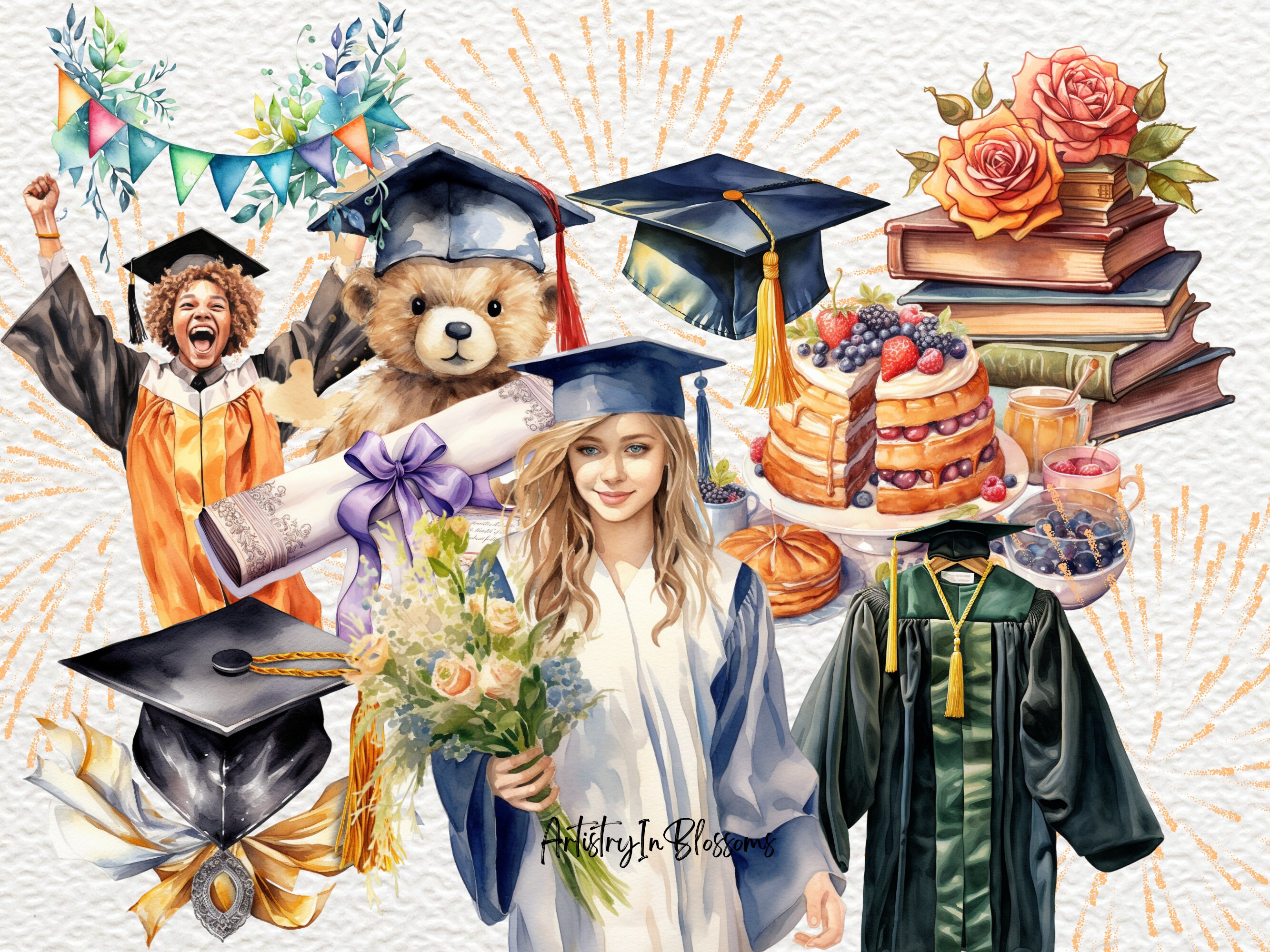 Watercolor Graduation Student, Graduation Clipart Collection ...