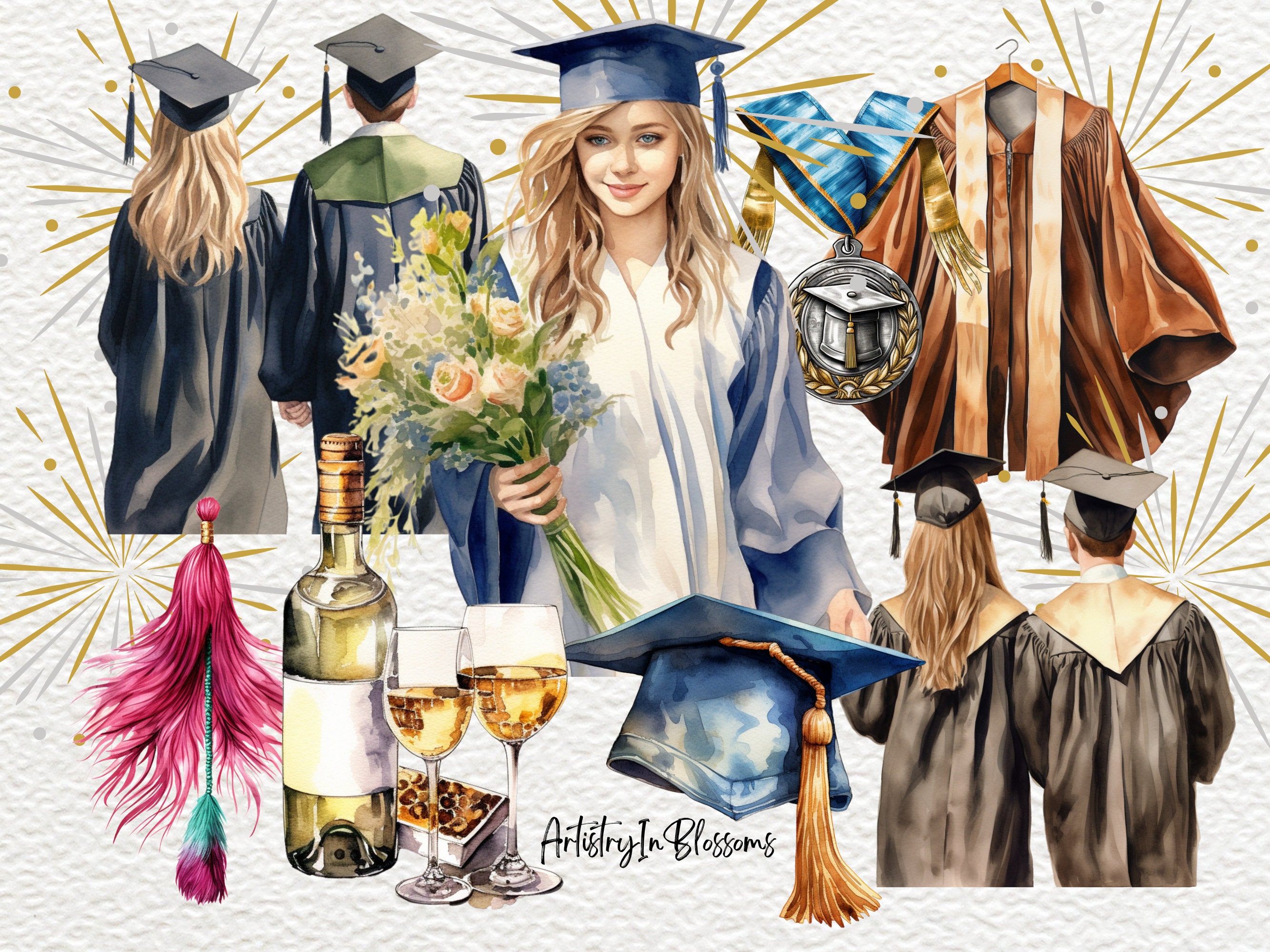 Watercolor Graduation Student, Graduation Clipart Collection ...