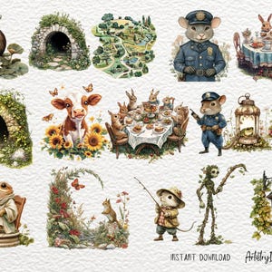 Watercolor Clipart of the Wind in the Willows | Kenneth Grahame Classic ...