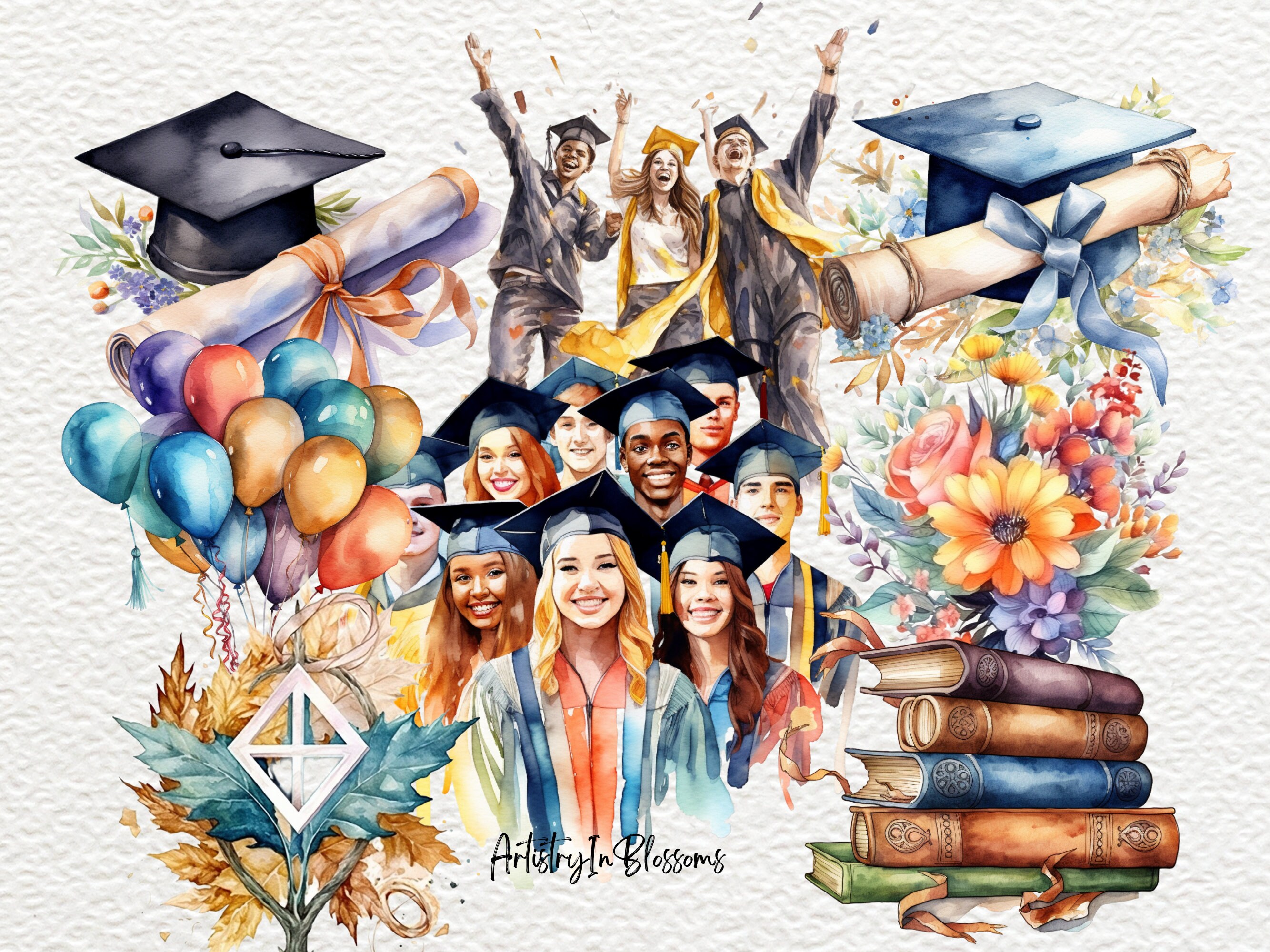 Watercolor Graduation Student, Graduation Clipart Collection ...