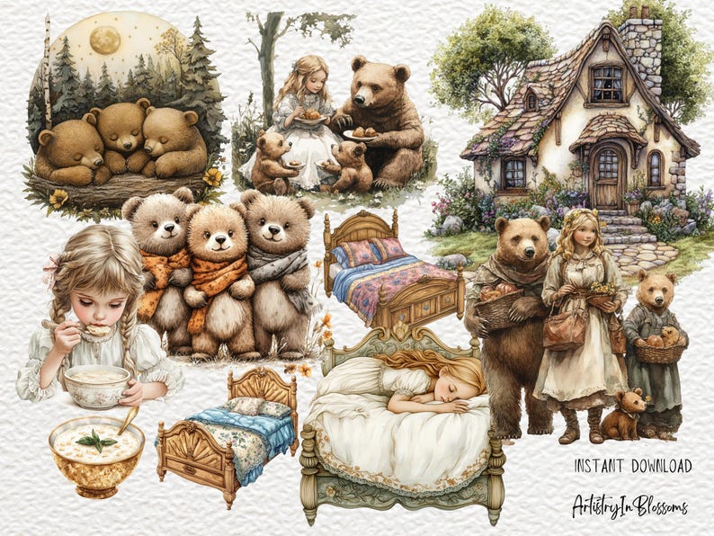 Enchanting Fairy Tale Clipart Bundle - Cinderella, Snow White, Sleeping ...