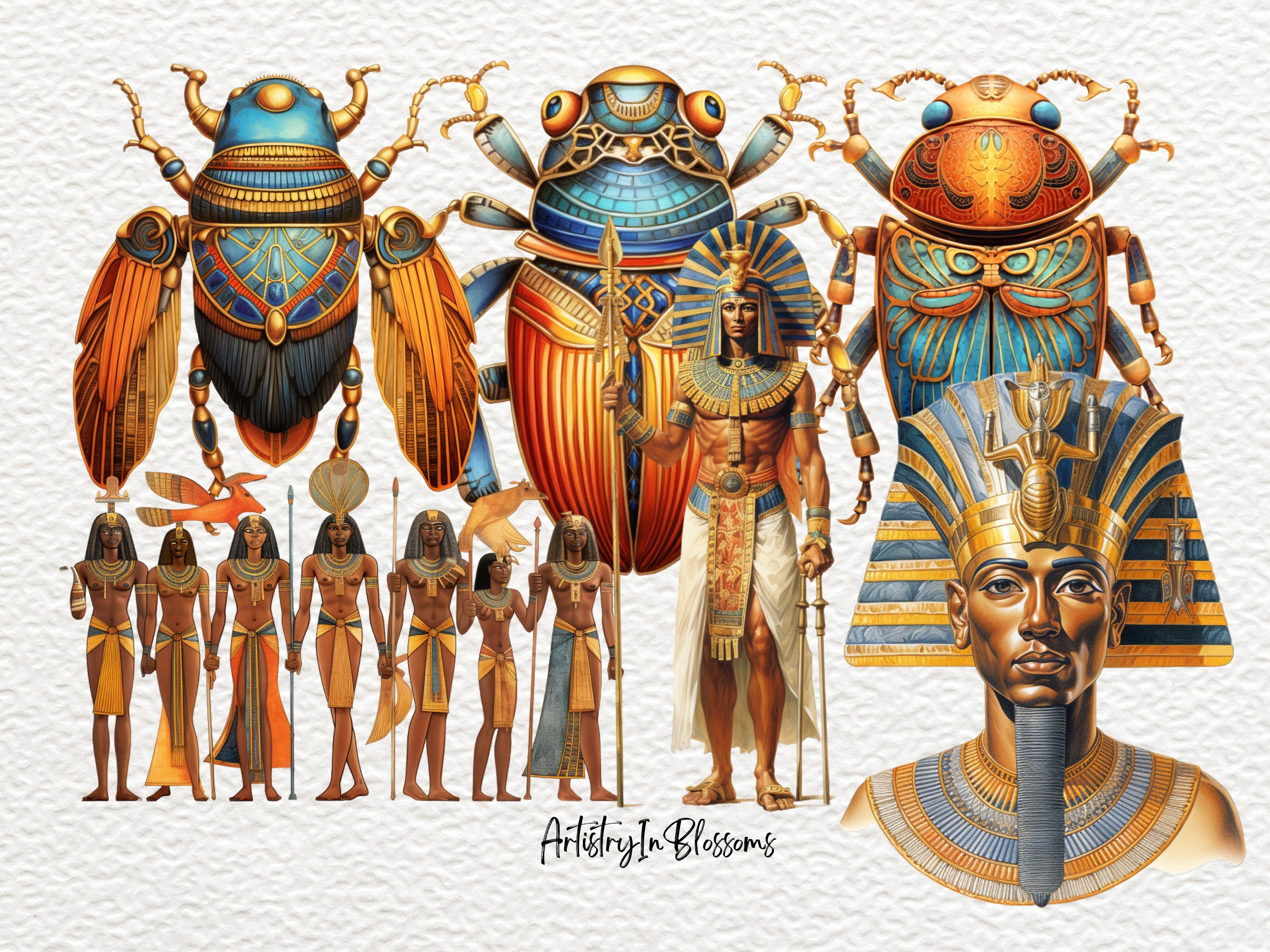 Watercolor Ancient Egypt Clipart, Pharaohs and Pyramids, Pyramid ...