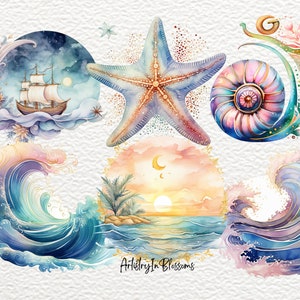 Watercolor Nautical Clipart, Under the Sea, Nautical Png, Marine ...
