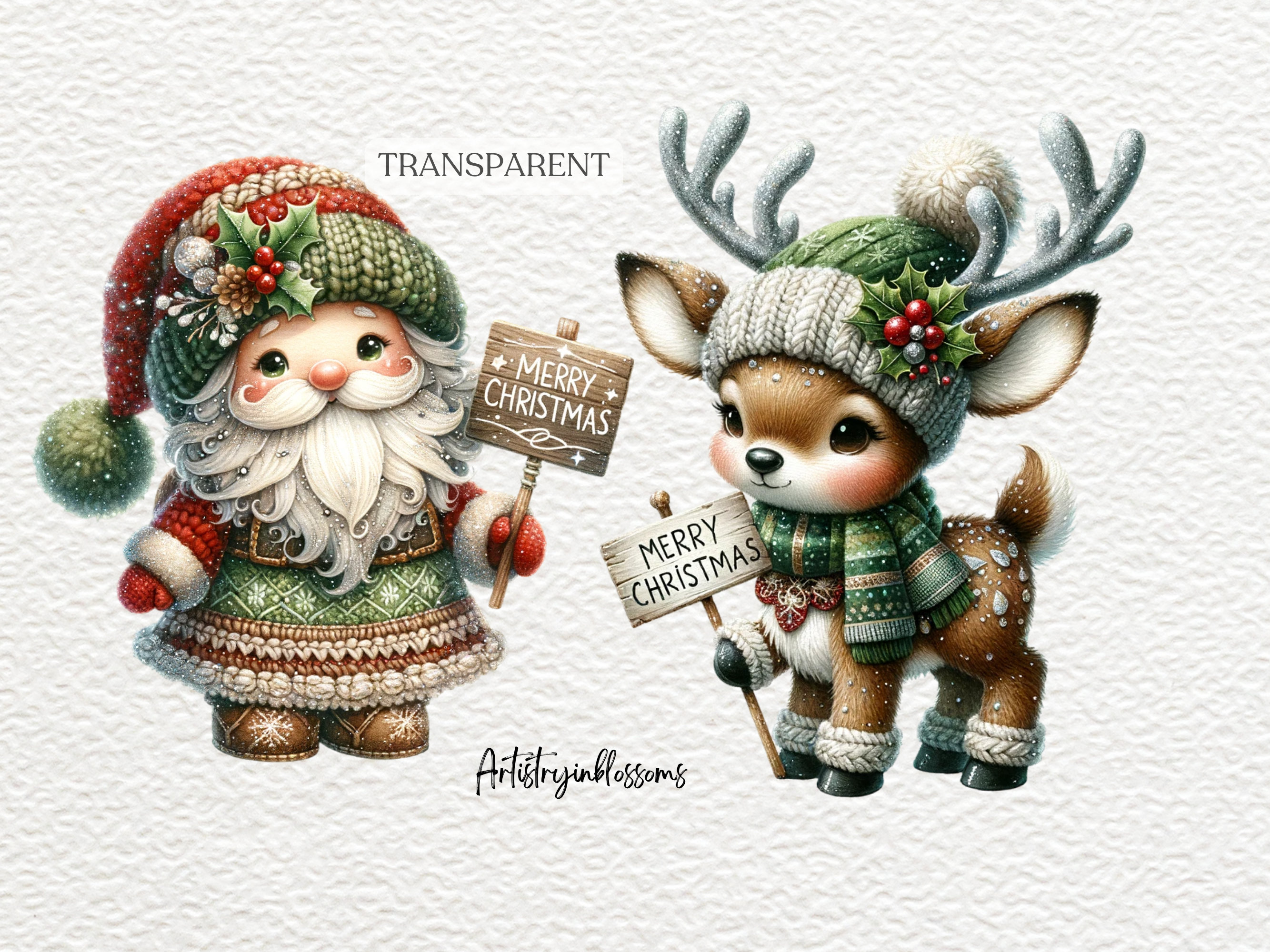Festive Watercolor Christmas Clipart, Charming Christmas Clipart ...