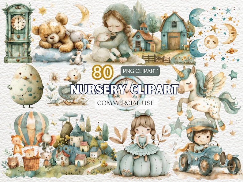Watercolor Nursery Rhymes Clipart, Nursery Rhymes Watercolor Clipart ...