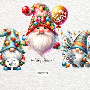 Festive Watercolor Gnomes PNG, New Year Gnomes Clipart, Gnome New Year ...