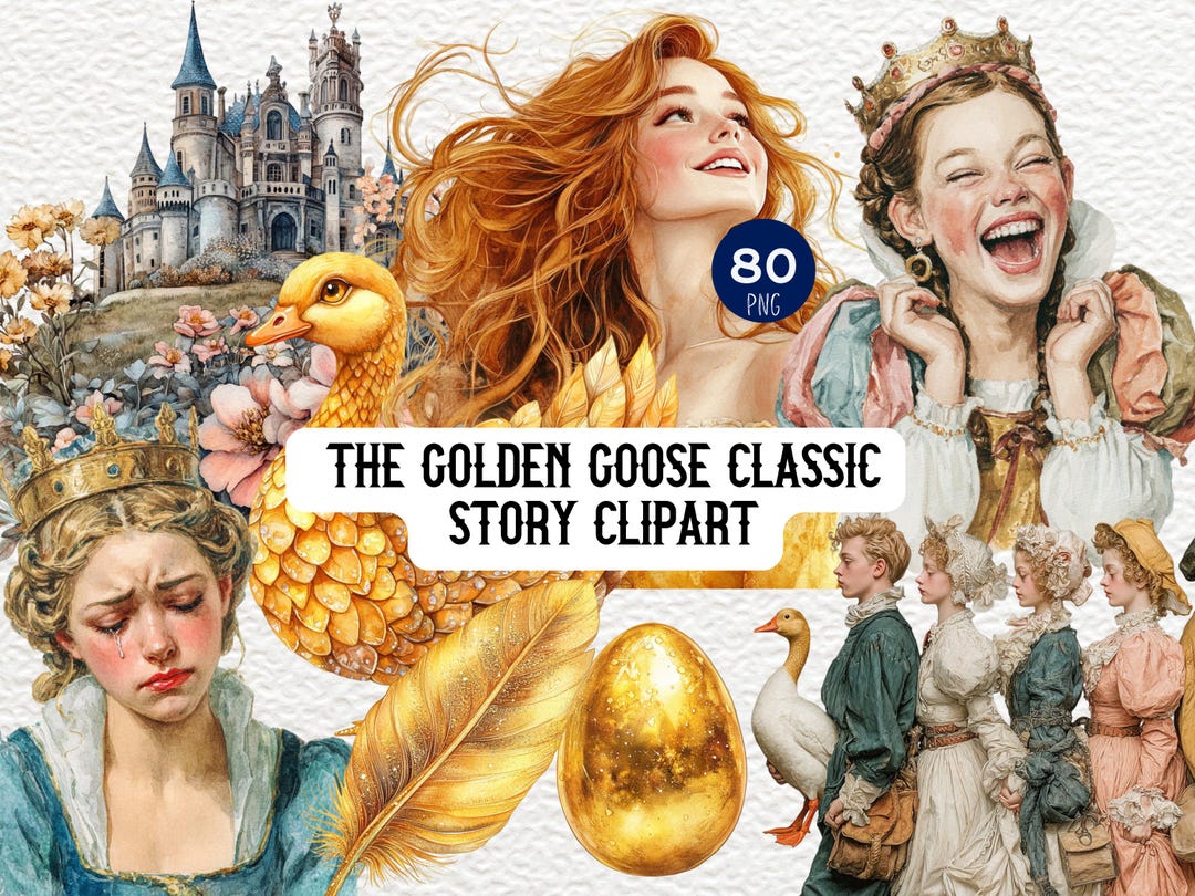 The Golden Goose Digital Clipart, Grimm Fairy Tale Illustration ...