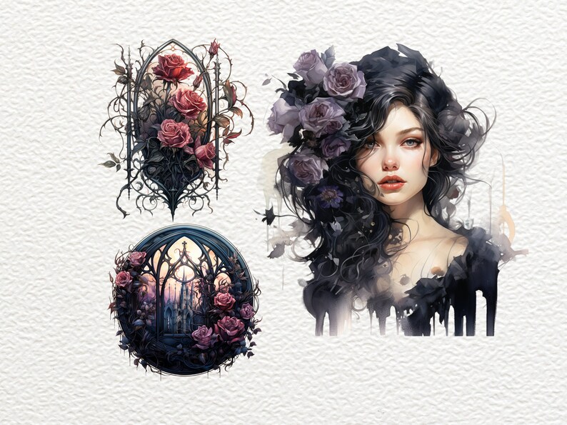 Gothic Aesthetic Clipart Magical Gothic Flowers Clip Art Gothic Clipart ...