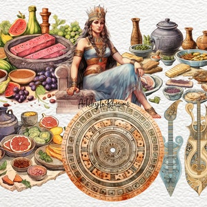 Watercolor Ancient Mesopotamia Clipart, Mesopotamian Symbol, Ziggurat ...