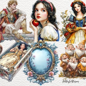 Enchanting Fairy Tale Clipart Bundle Cinderella, Snow White, Sleeping ...
