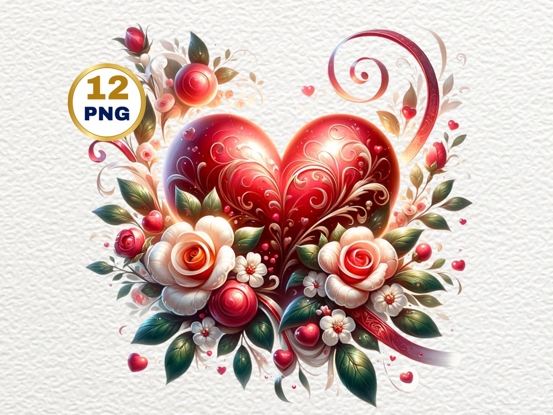 Cute Valentine Watercolor, Cute Love Heart. Kawaii Png., Romantic ...