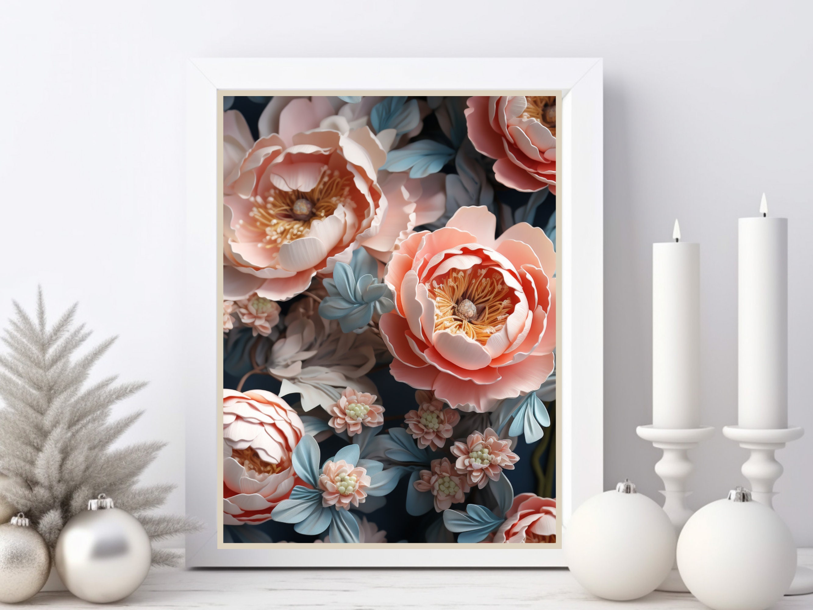 3D Peonies Flowers,floral Seamless Pattern, Digital Paper, Peonies Art ...
