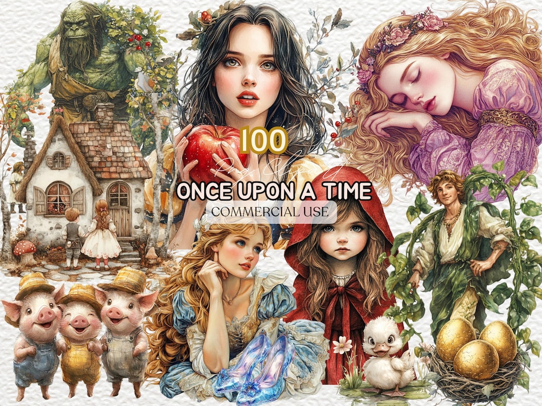 Enchanting Fairy Tale Clipart Bundle - Cinderella, Snow White, Sleeping ...