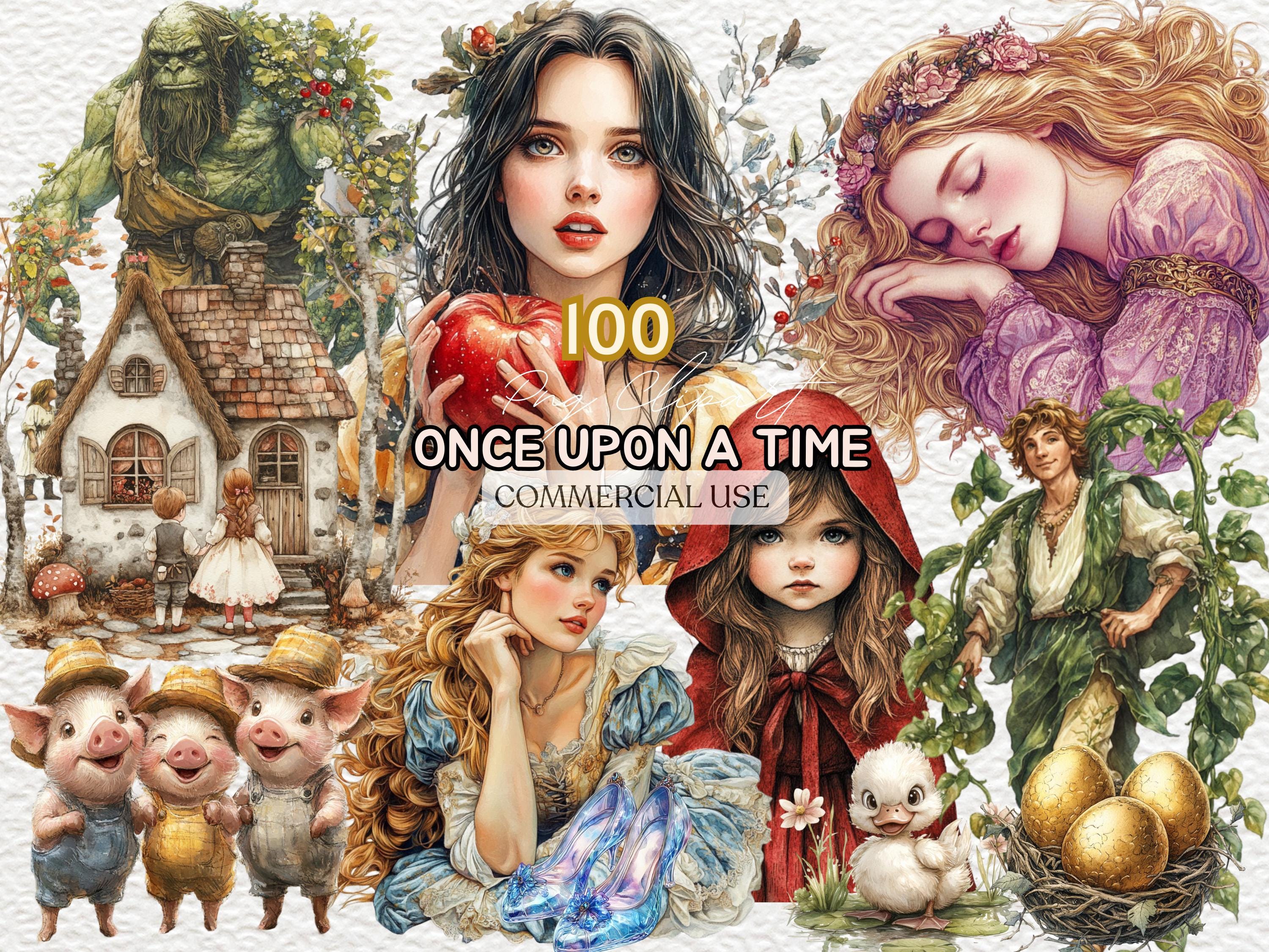 Enchanting Fairy Tale Clipart Bundle - Cinderella, Snow White, Sleeping ...