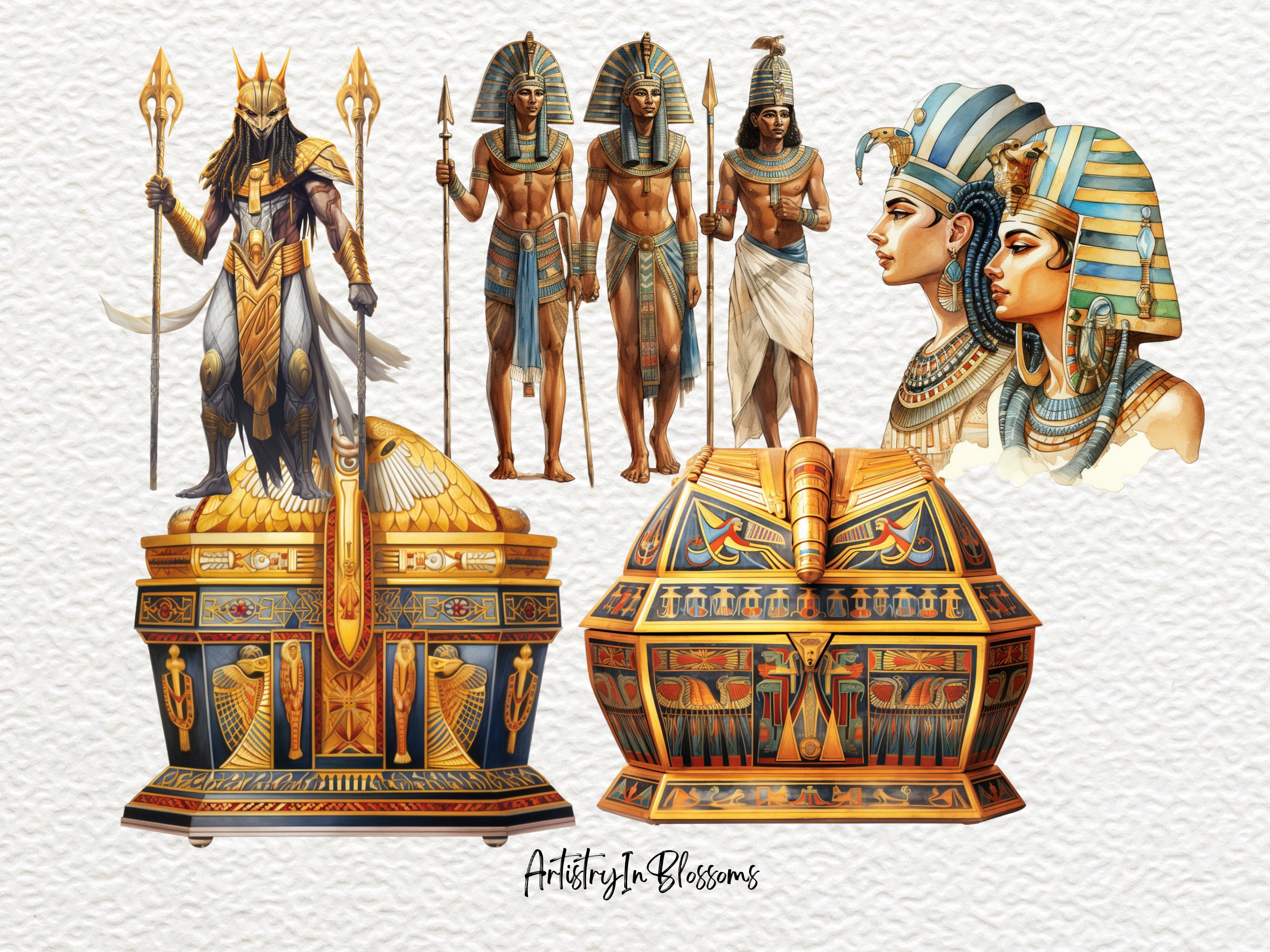 Watercolor Ancient Egypt Clipart, Pharaohs and Pyramids, Pyramid ...