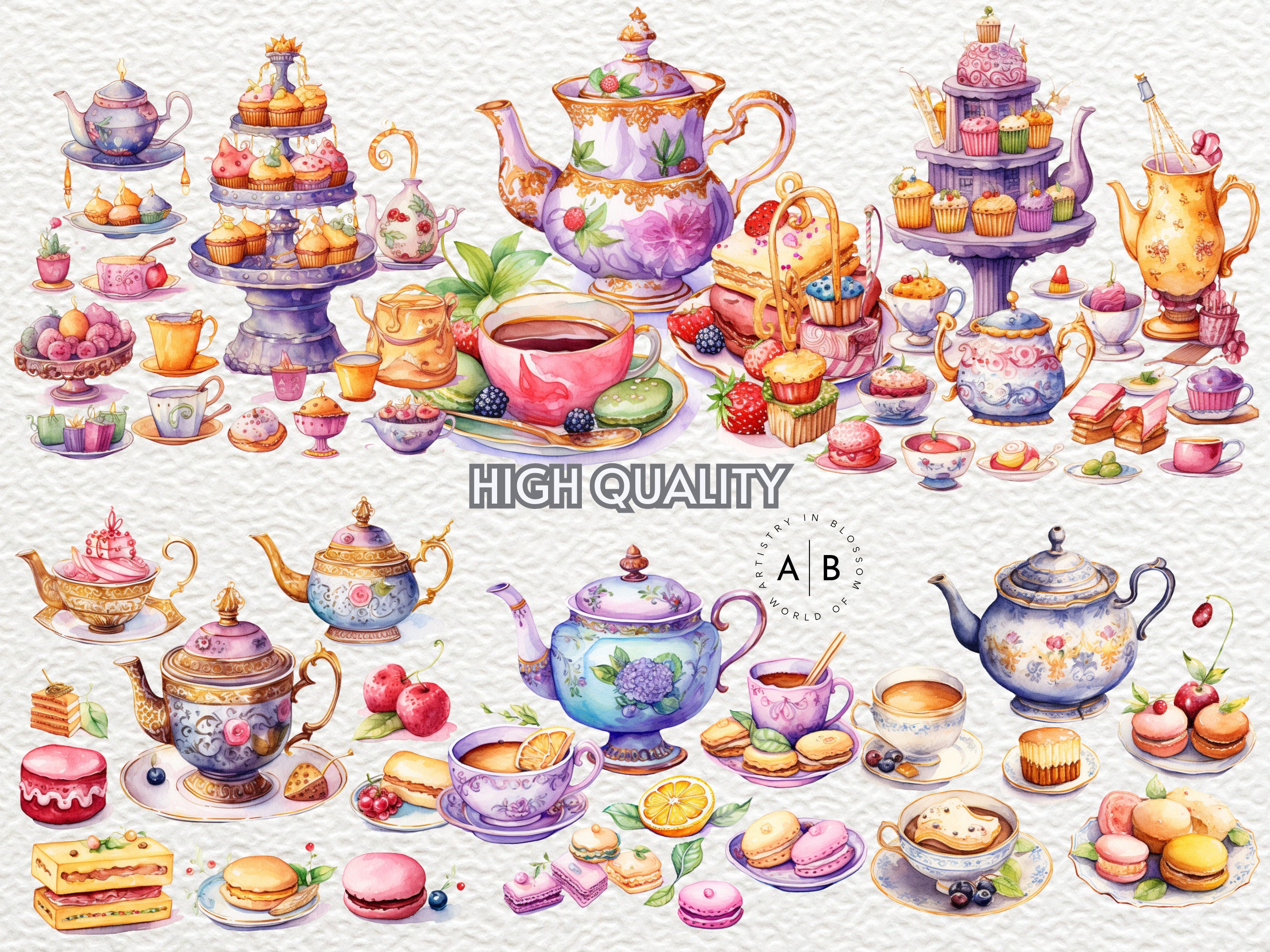 Tea Party Clipart Watercolor Tea Party Clipart Victorian Tea Png Tea ...