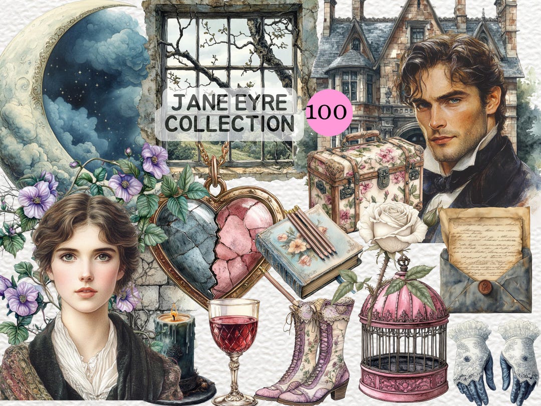 Watercolor Jane Eyre Collection Clipart, Vintage Literary Art, Perfect ...