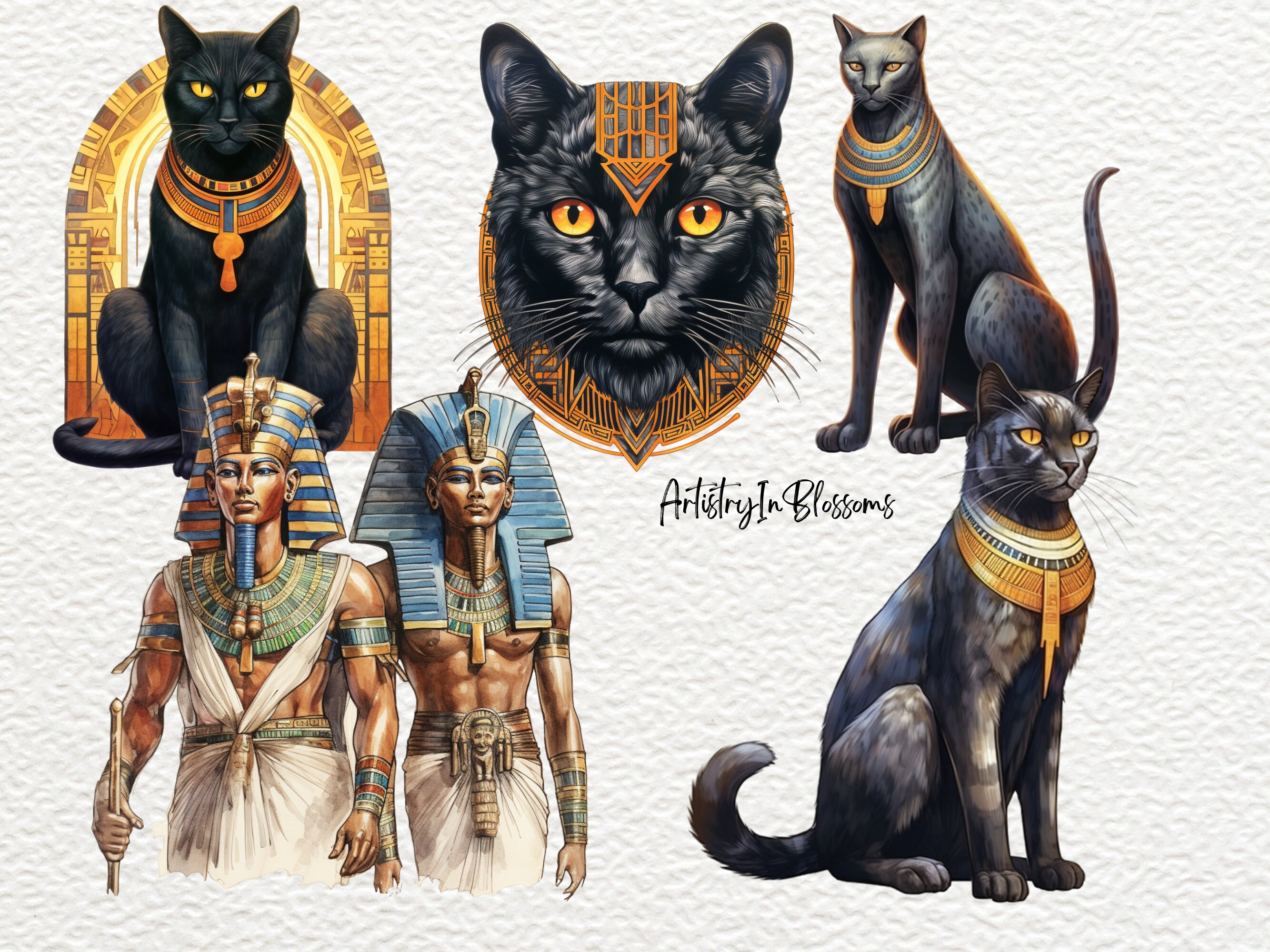 Watercolor Ancient Egypt Clipart, Pharaohs and Pyramids, Pyramid ...