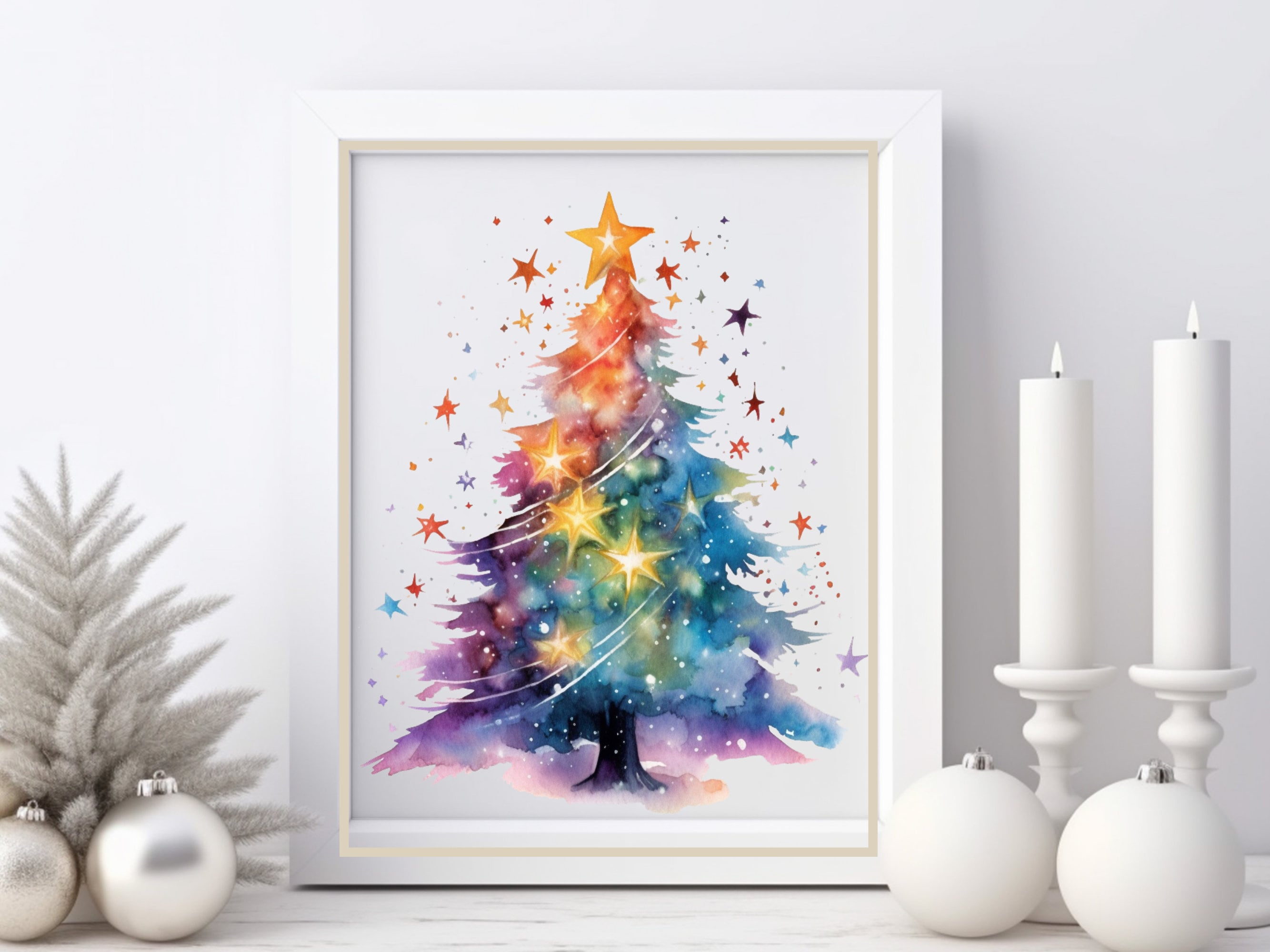 Star Christmas Tree Clipart, Magical Starry Christmas Tree, Whimsical ...