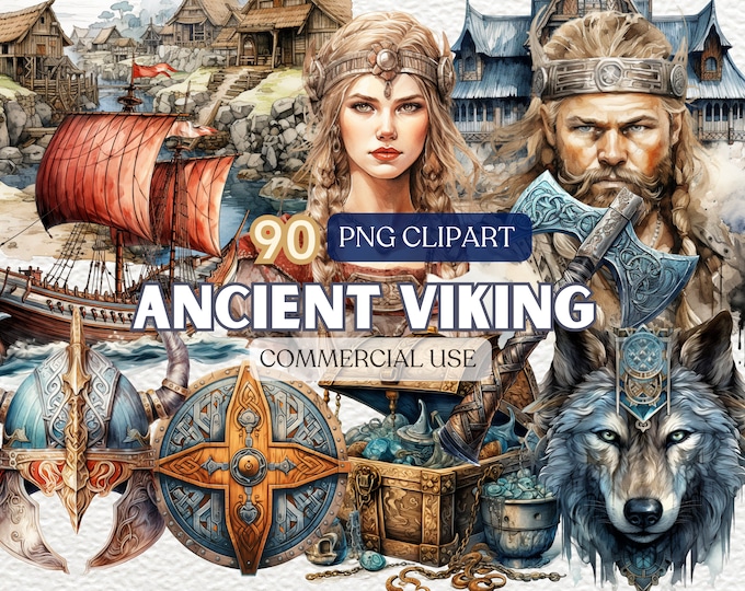 Watercolor Viking Clipart, 42 Viking Png, Viking Cutfile, Scandinavian ...
