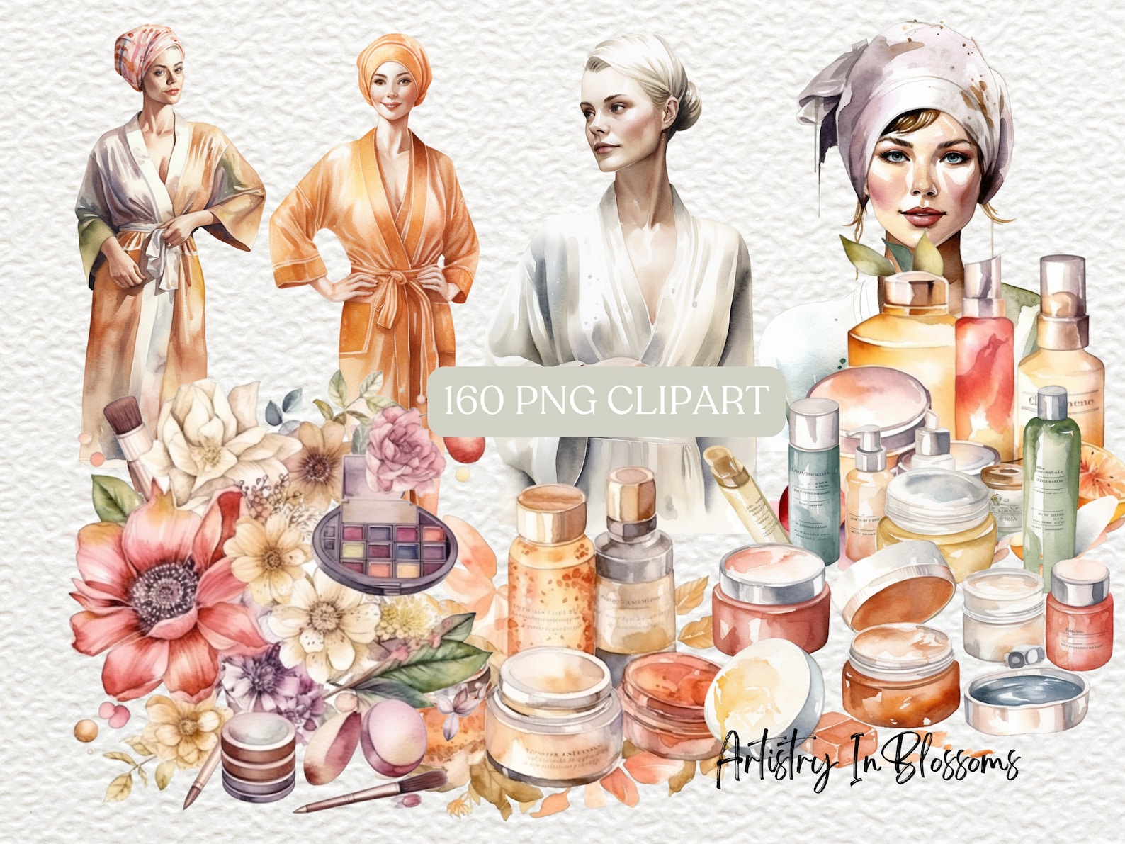 Watercolor Selfcare Clipart, Self-care Watercolor Clipart Bundle, Self ...