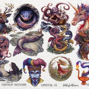 Enchanting Mystical Creatures Clipart, Magical Fantasy Clipart ...